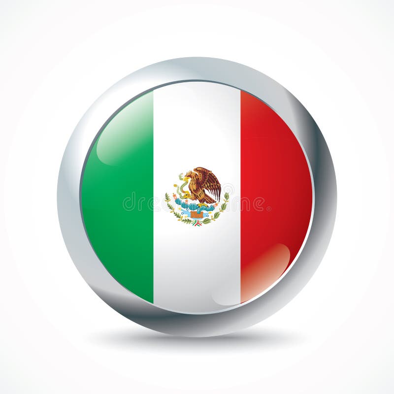 Mexico flag button stock vector. Illustration of figure - 125166280