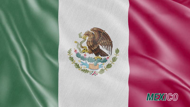 Mexico Flag Fluttering in the Wind and Featuring a Map of the Country ...