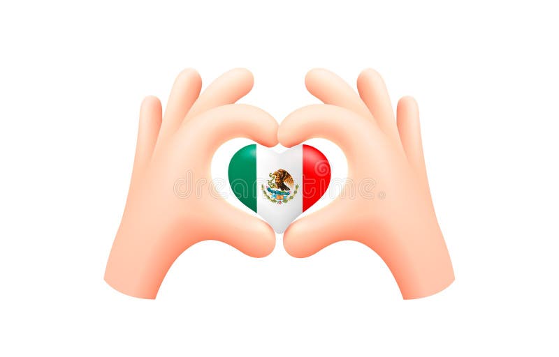Mexico Flag in Form of Hand Heart. National Flag Concept Stock Vector ...
