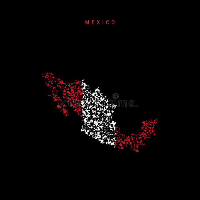 Mexico Flag Map, Chaotic Particles Pattern in the Mexican Flag Colors ...
