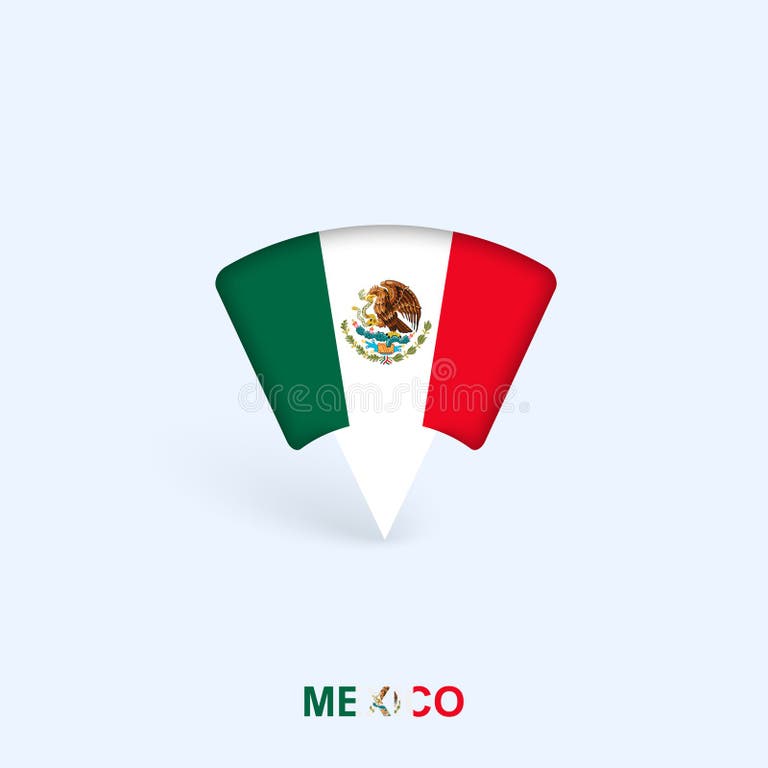 Mexico Flag Map Pointer Design with Shadow Stock Vector - Illustration ...
