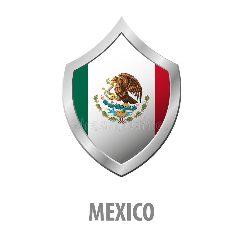Mexico Flag on Metal Shiny Shield Illustration. Stock Illustration ...
