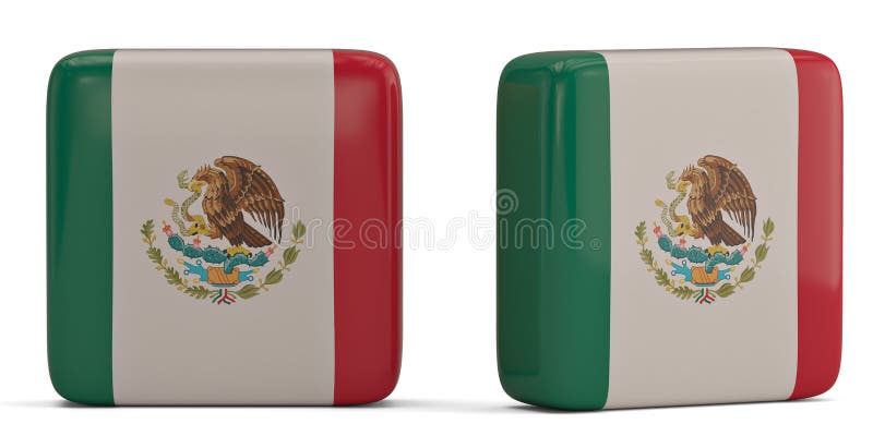 Mexico Flag Square Symbol Isolated on White Background. 3D Illus Stock ...