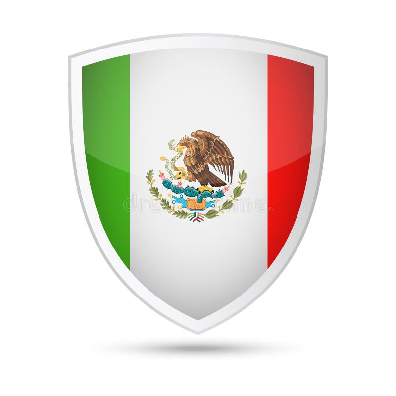Mexico Flag Vector Shield Icon Stock Illustration - Illustration of ...