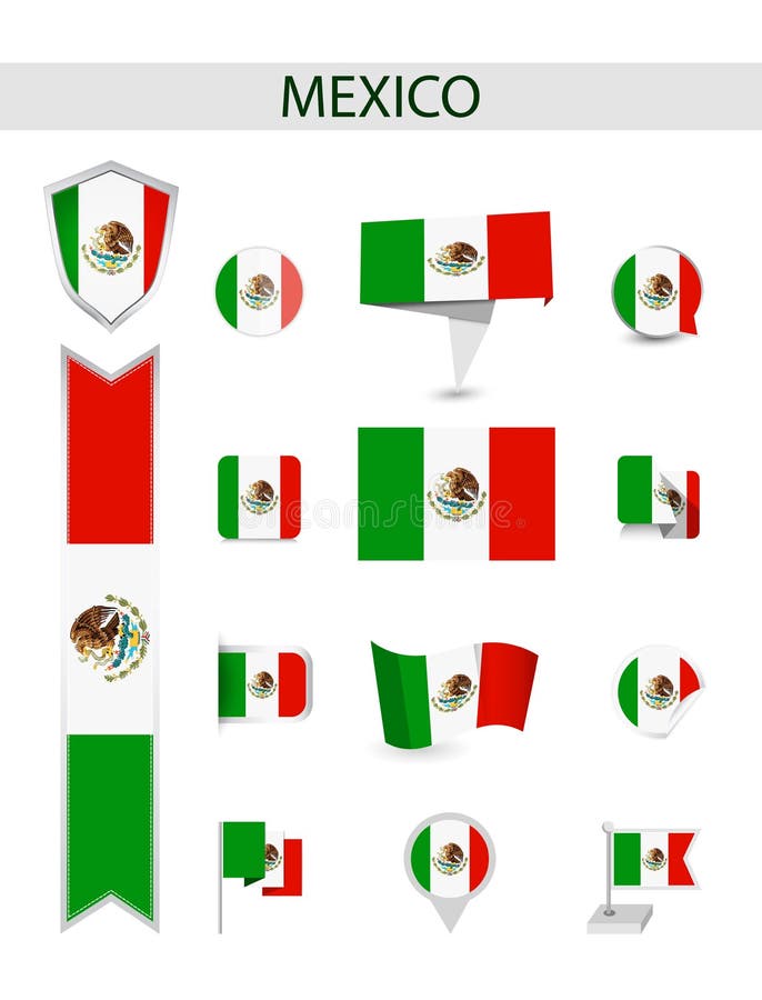 Mexico Flat Flag Collection Stock Vector - Illustration of navigation ...