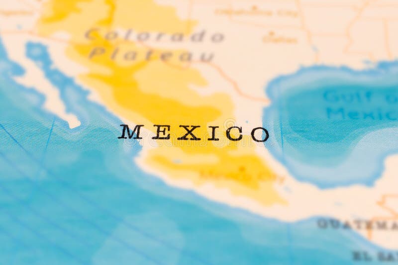 Mexico in Focus on a Tilted World Map. Stock Illustration ...