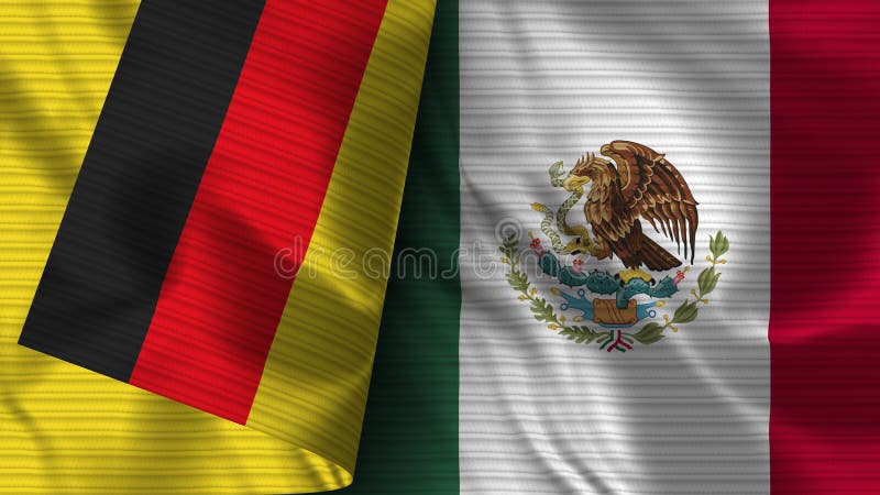 Mexico and Germany Realistic Flag â€“ Fabric Texture Illustration Stock ...