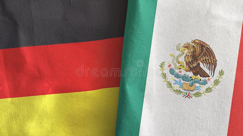 Mexico and Germany Two Flags Textile Cloth, Fabric Texture Stock ...