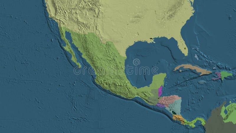 Mexico on the Globe. Regional Borders. Administrative. No Labels Stock ...