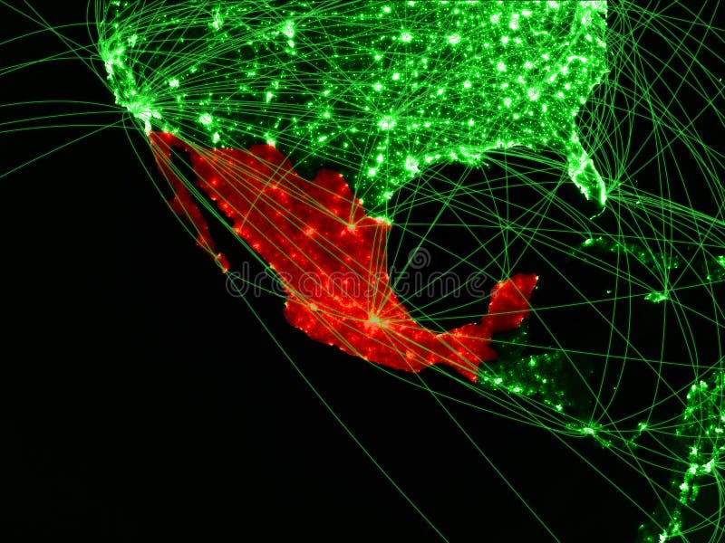 Mexico on green map stock illustration. Illustration of north - 134983105
