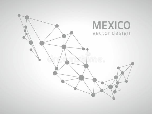 Mexico Grey Vector Dot Outline Triangle Map Stock Vector - Illustration ...