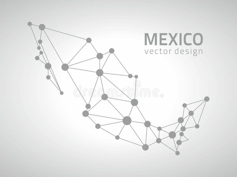 Mexico Grey Vector Dot Outline Triangle Map Stock Vector - Illustration ...