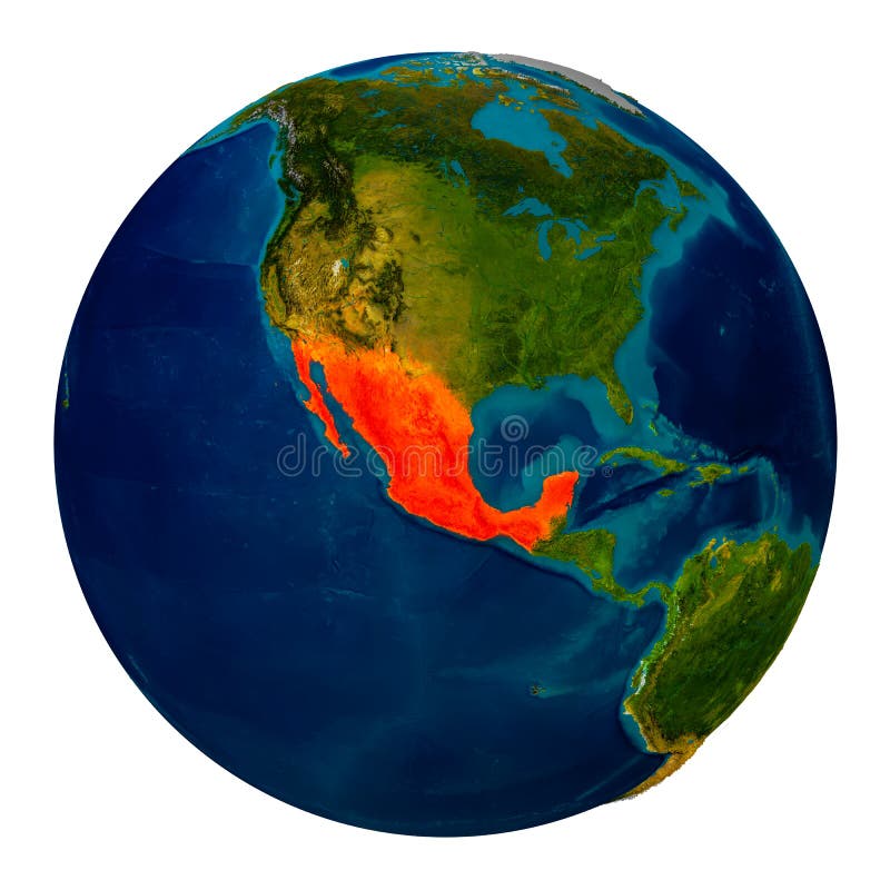 Mexico Highlighted on a White Simplified 3D World Map. Digital 3D ...