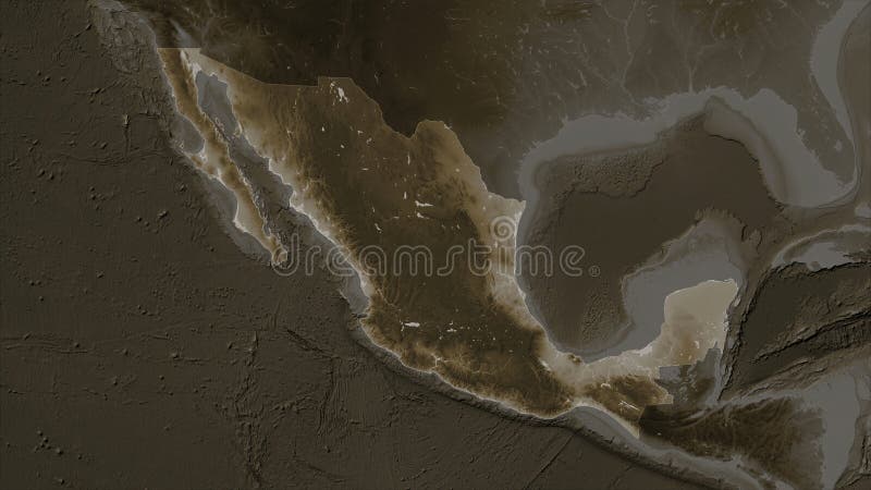 Mexico highlighted. Sepia stock illustration. Illustration of mexico ...