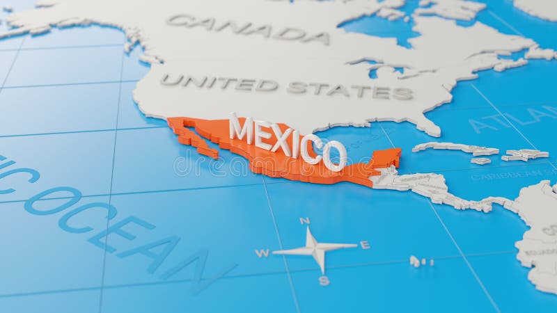 Mexico is Highlighted in Blue on the World Map Stock Illustration ...