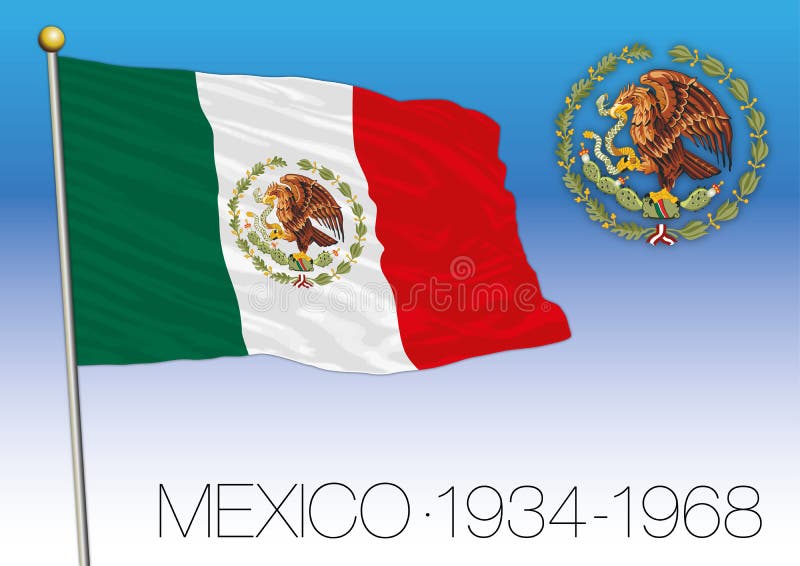 Mexico, Historical Flag, 1934-1968, Old Flag and Coat of Arms Stock ...