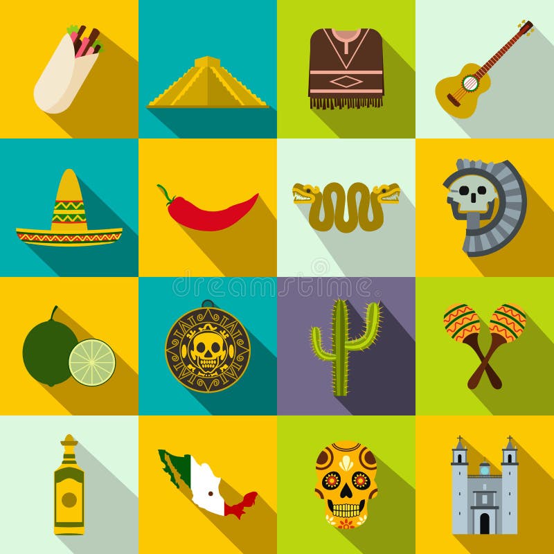 Mexico icons flat stock vector. Illustration of icon - 67189916
