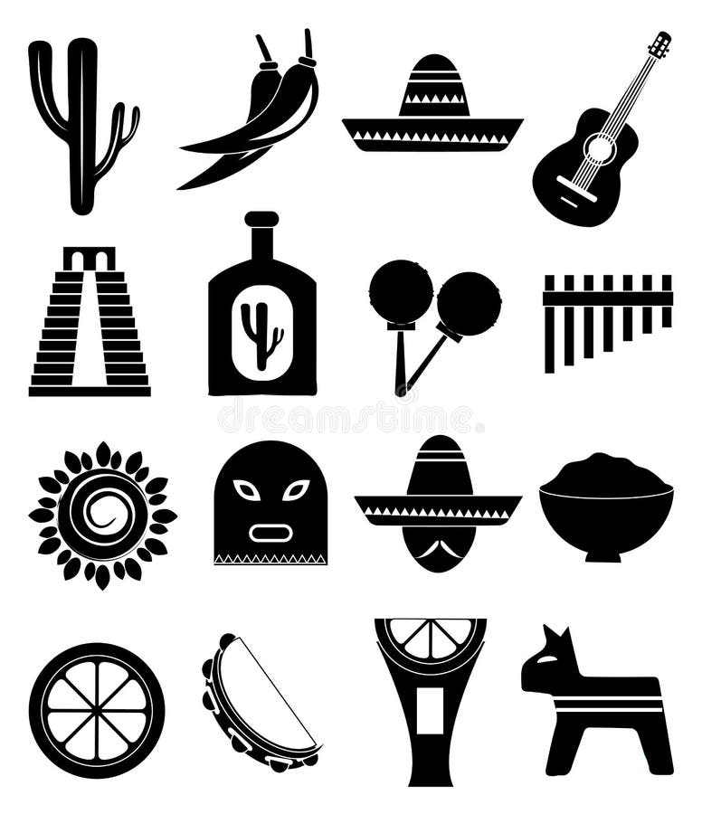 Mexico icons set stock vector. Illustration of nachos - 49236734