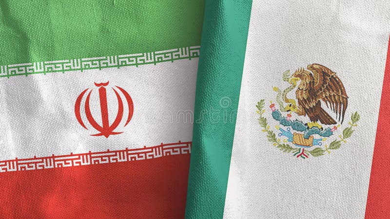 Mexico and Iran Two Flags Textile Cloth 3D Rendering Stock Illustration ...