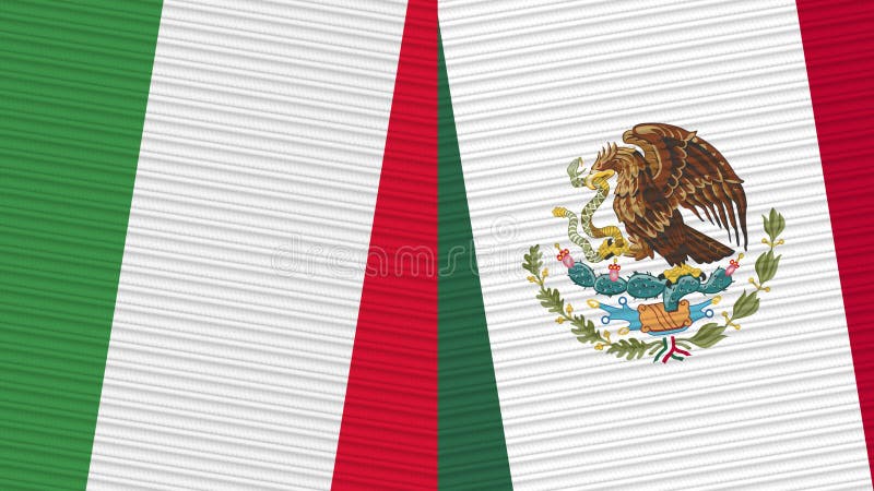 Mexico and Italy Flags Together Fabric Texture Illustration Stock ...