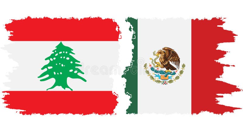 Mexico and Lebanon Grunge Flags Connection Vector Stock Vector ...