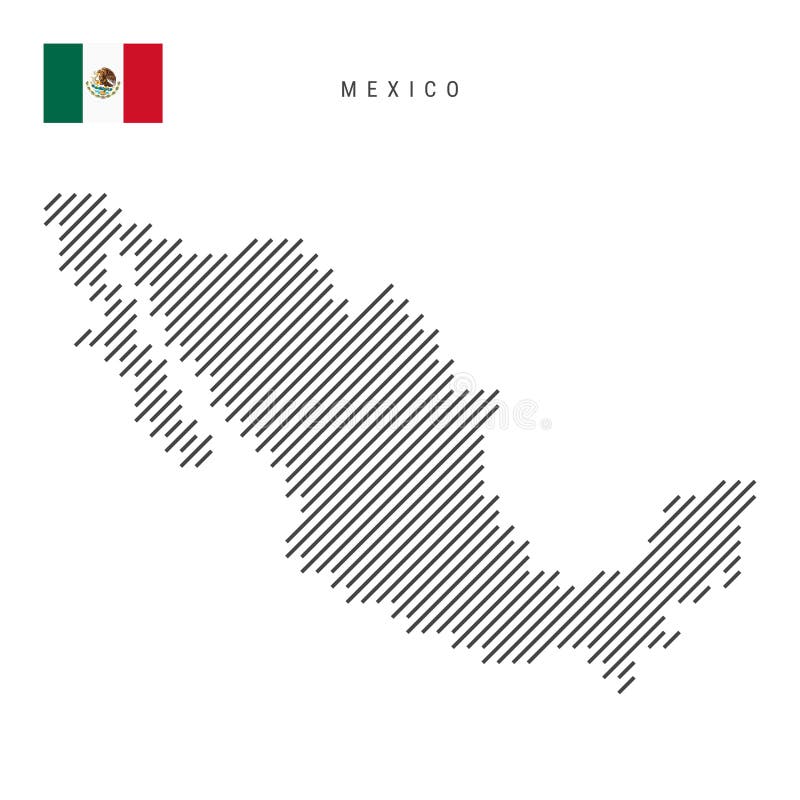 Mexico Map from Pattern of Black Slanted Parallel Lines. Flat Vector ...