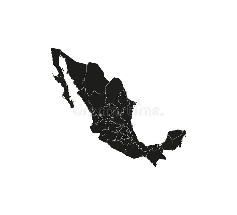 Mexico Map, States Border Map. Vector Illustration Stock Illustration ...