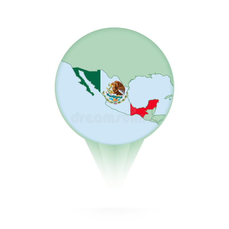 Mexico Map, Stylish Location Icon with Mexico Map and Flag Stock Vector ...