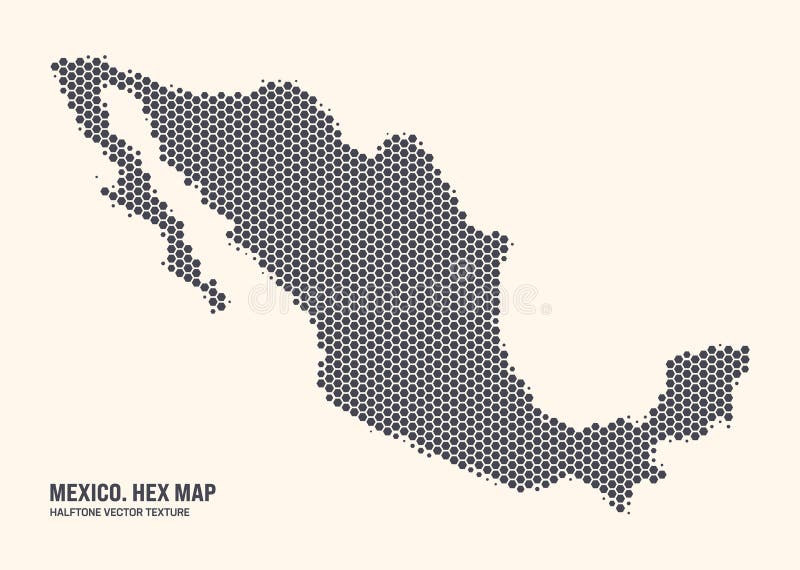 Mexico Map Vector Hexagonal Half Tone Pattern Isolated on Light ...