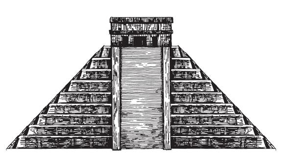 Mexico. Mexican Pyramid on a White Background Stock Illustration ...