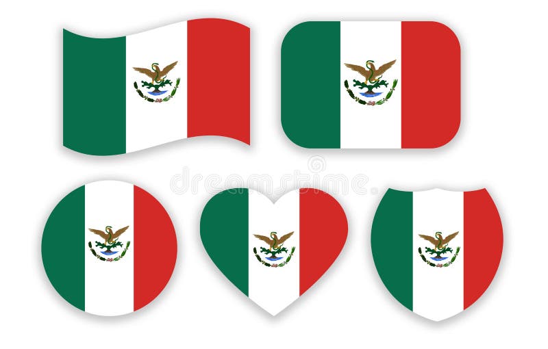 Mexico National Flag. Set with Different Shapes Stock Illustration ...