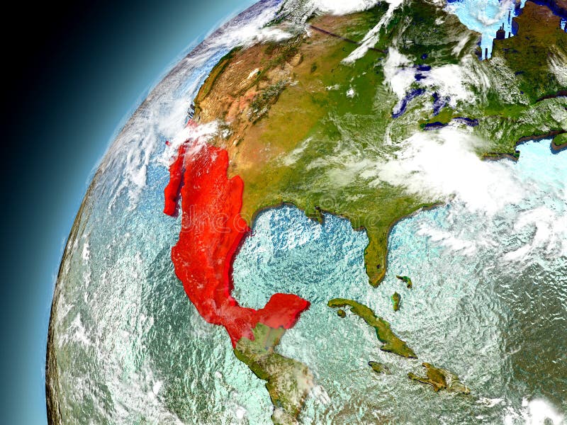 Mexico from Orbit of Model Earth Stock Illustration - Illustration of ...
