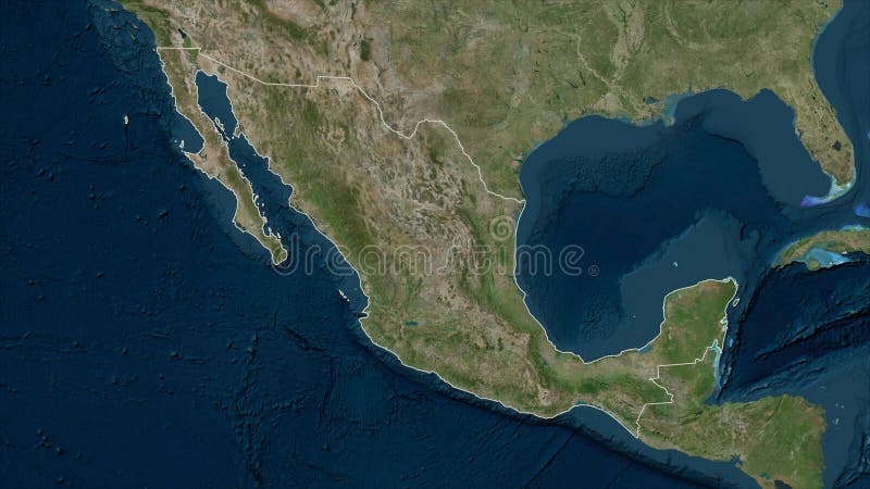 Mexico Outlined. High-res Satellite Stock Illustration - Illustration ...