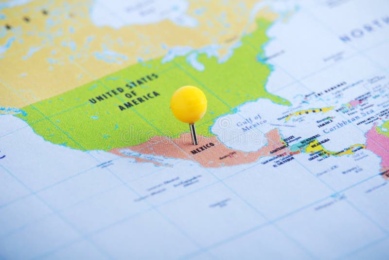 Mexico pinned at the map stock image. Image of south - 177644323