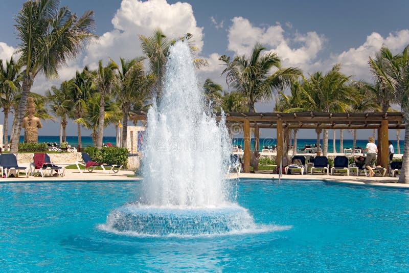 Mexico pool and caffe stock image. Image of beach, ocean - 1327693