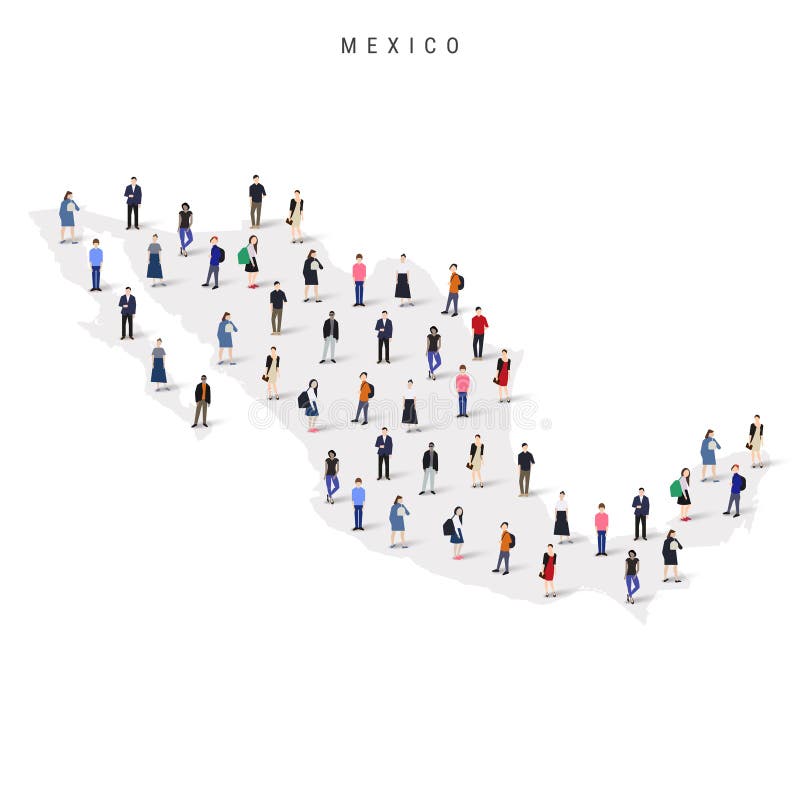 Mexico Population Map. Large Group of People in a Shape of Mexican Map ...