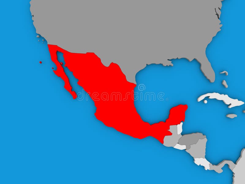 Mexico in red on globe stock illustration. Illustration of america ...