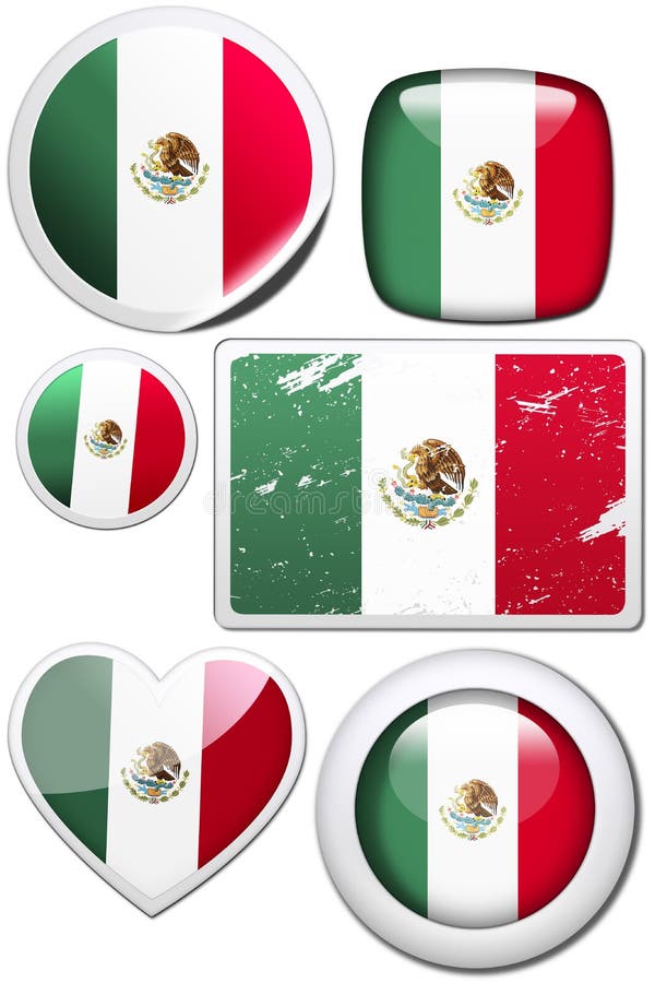 Mexico - Set Stickers En Knopen Stock Illustratie - Illustration of ...