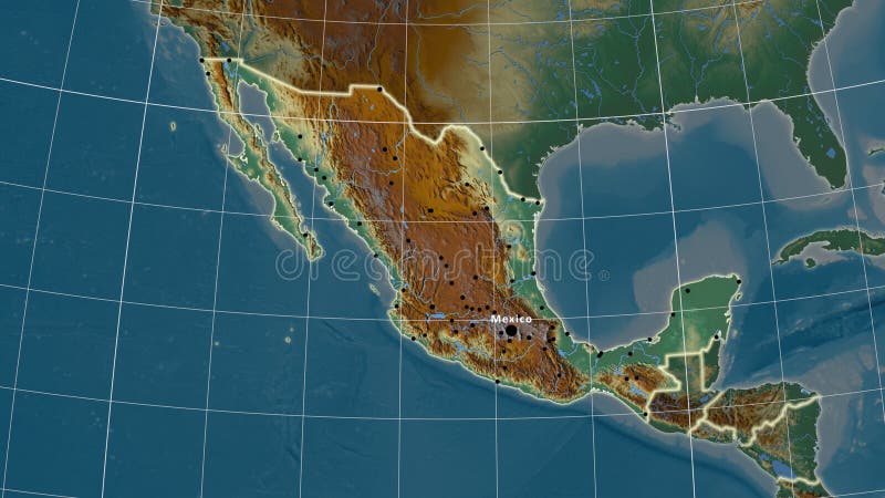 Mexico - Relief. Neighborhood, Outline Stock Illustration ...