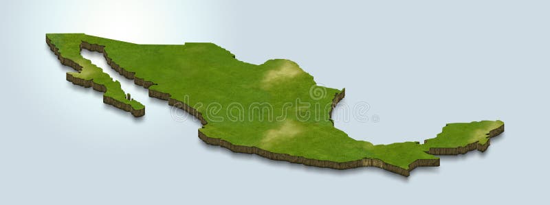 Mexico Map is Green on a Blue 3d Background Stock Illustration ...