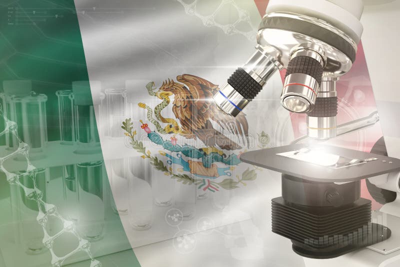 Microscope on Mexico Flag - Science Development Digital Background ...