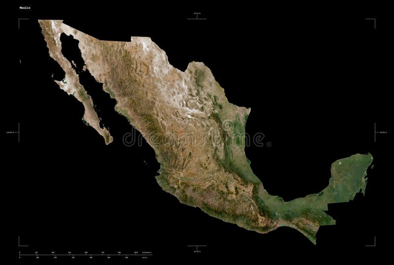 Mexico Shape on Black. Low-res Satellite Stock Illustration ...