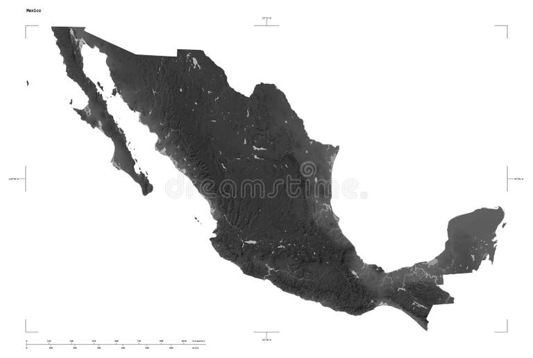 Mexico Shape on White. Grayscale Stock Illustration - Illustration of ...