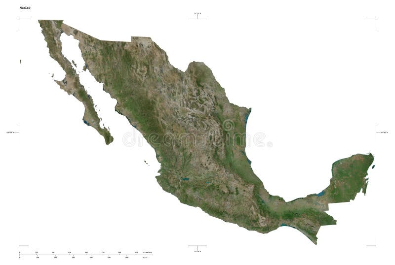 Mexico Shape on White. High-res Satellite Stock Illustration ...