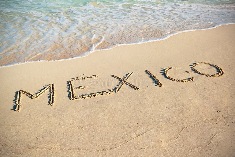 Mexico sign on the beach stock photo. Image of sand, playa - 26414310