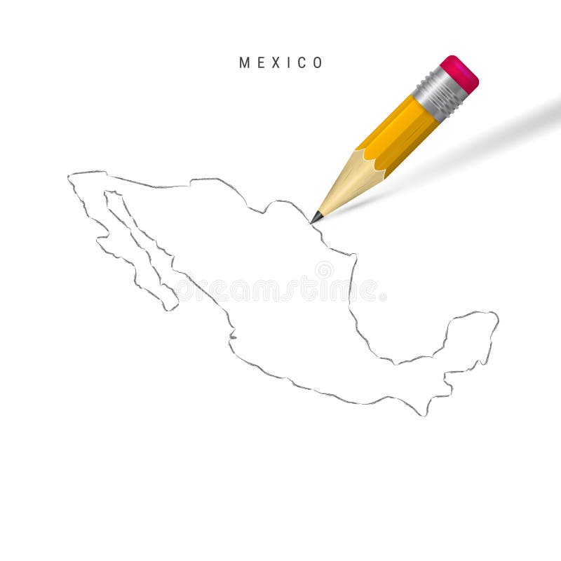 Mexico Freehand Sketch Outline Vector Map Isolated on White Background ...