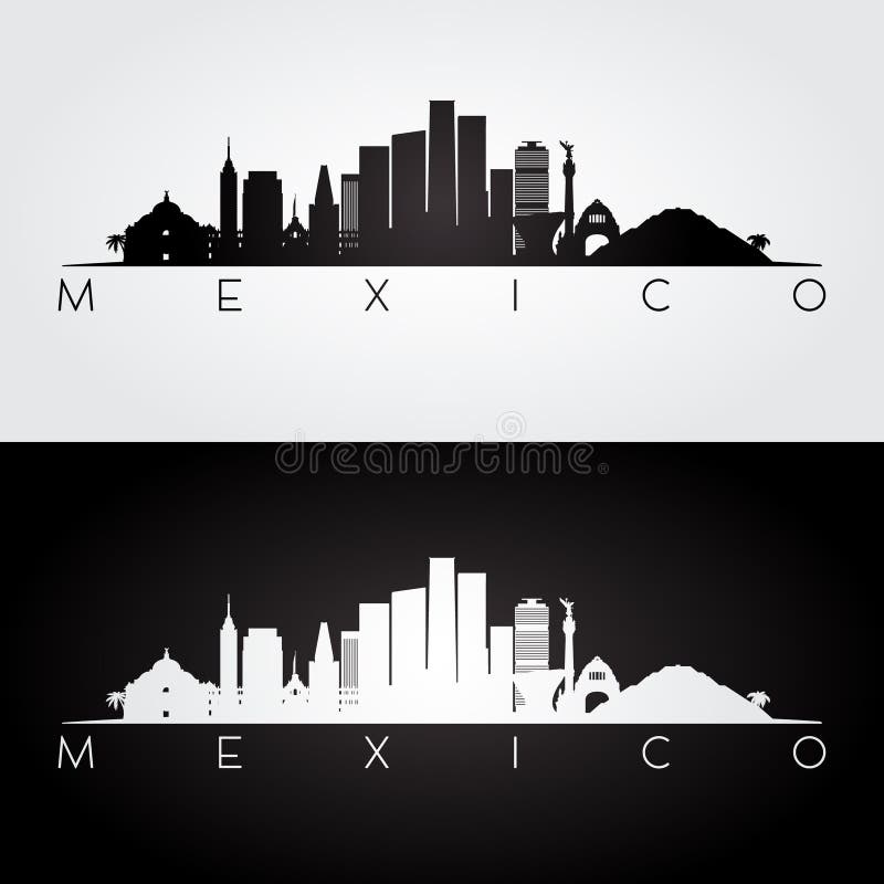 Mexico City Skyline Horizontal Banner. Stock Vector - Illustration of ...