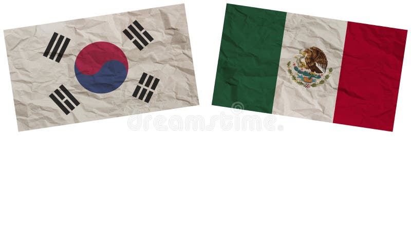 Mexico and South Korea Flags Together Paper Texture Illustration Stock ...
