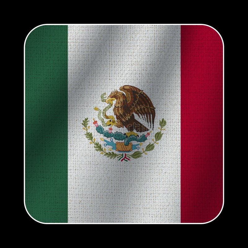 Mexico Square Flag, Fabric Pattern Texture, Black Background, 3D ...