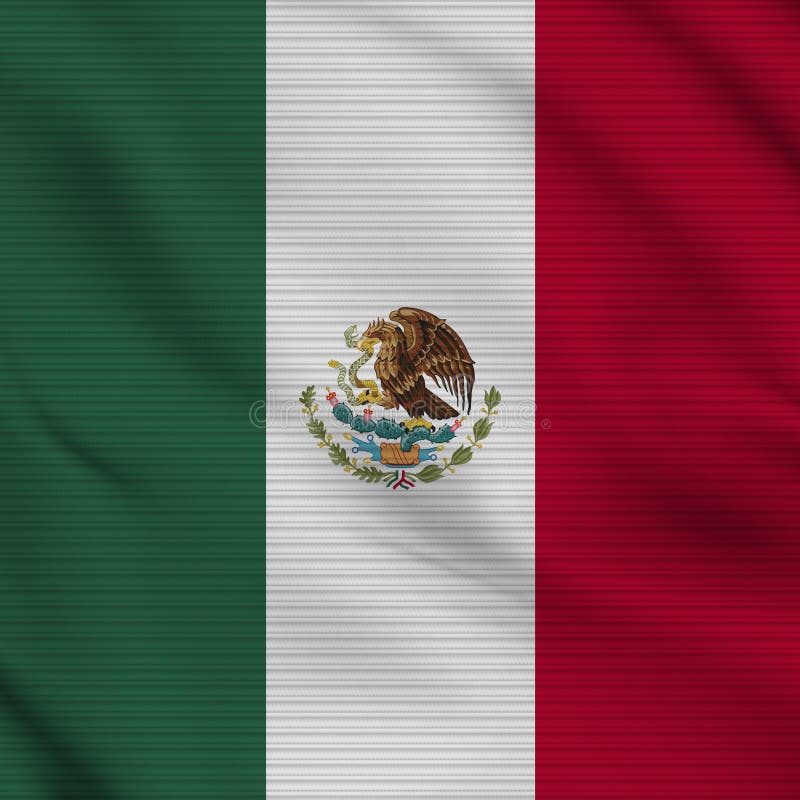 Mexico Square Realistic Flag Fabric Texture Effect Illustration Stock ...